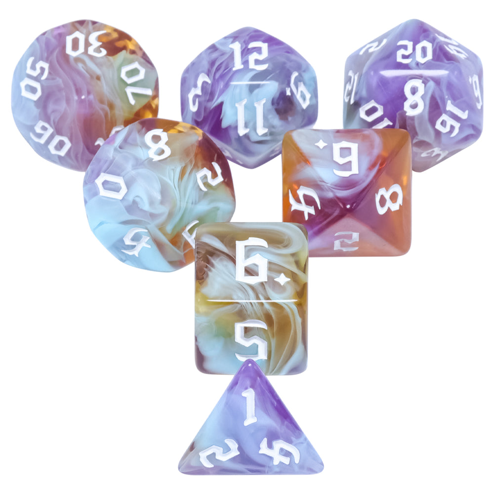 Amethyst Sunset - 7ct Dice Set – Geeky Villain Tabletop Gaming & More